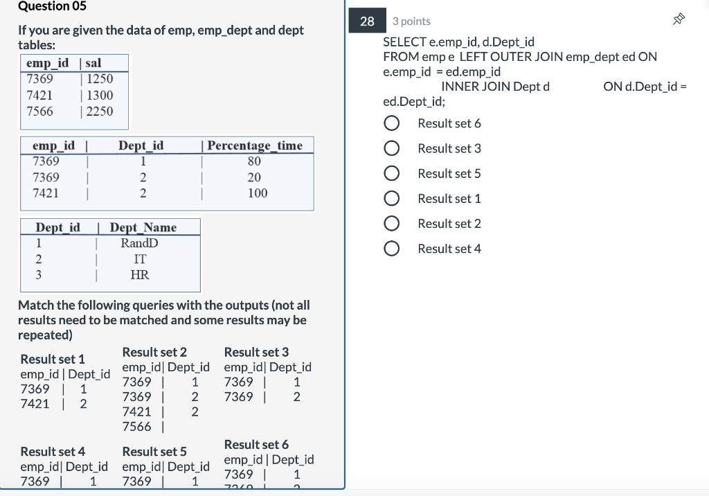 Solved Question 05 27 If you are given the data of emp, | Chegg.com