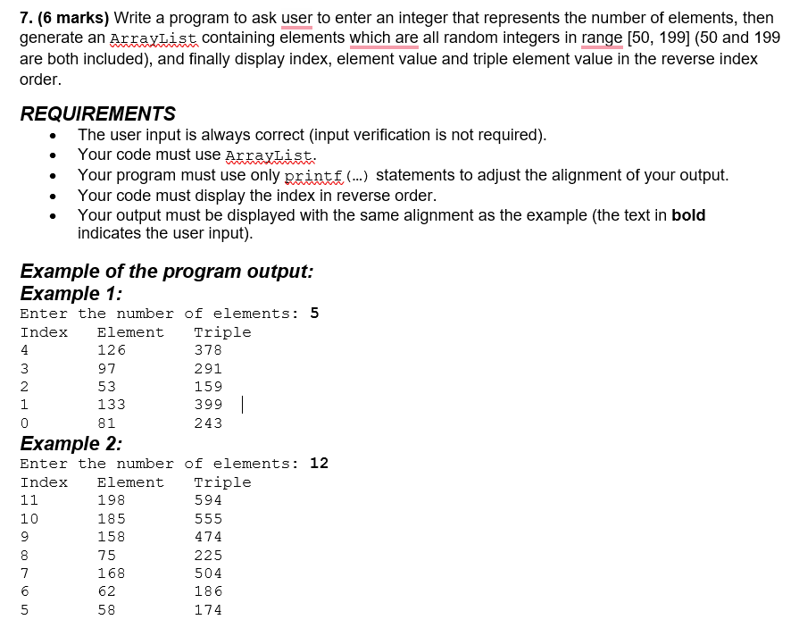 Solved 7. (6 marks) Write a program to ask user to enter an | Chegg.com