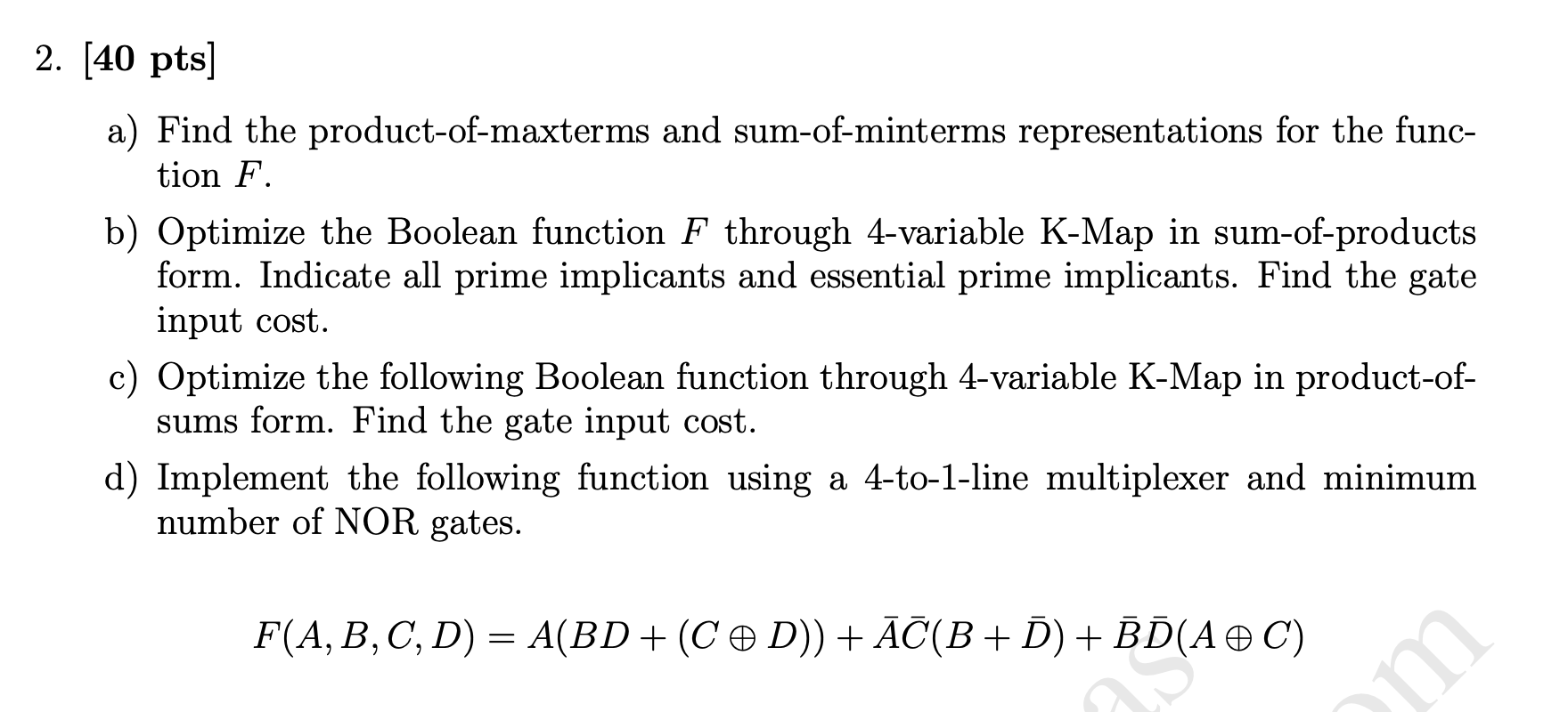 Solved 2. [40 pts] a) Find the product-of-maxterms and | Chegg.com