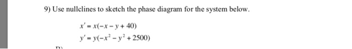 Solved 9) Use nullclines to sketch the phase diagram for the | Chegg.com