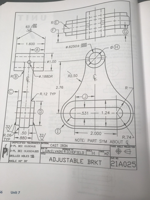 CASTING DIMENSIONS Dimensions found on casting | Chegg.com