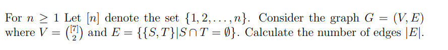Solved For n≥1 ﻿Let n ﻿denote the set {1,2,dots,n}. | Chegg.com