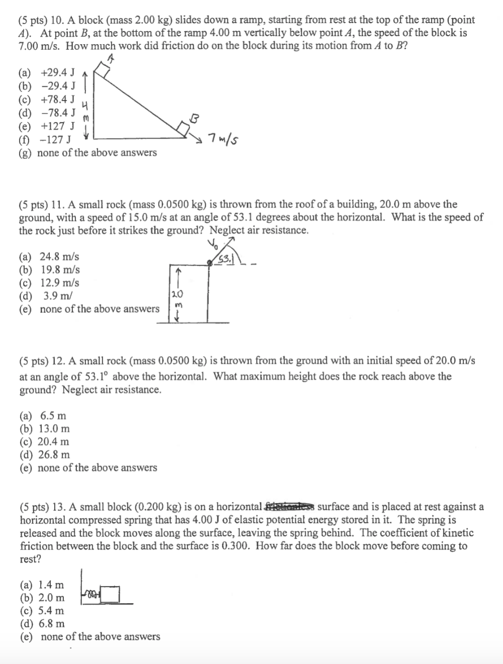 Solved (5 pts) 10. A block (mass 2.00 kg) slides down a | Chegg.com
