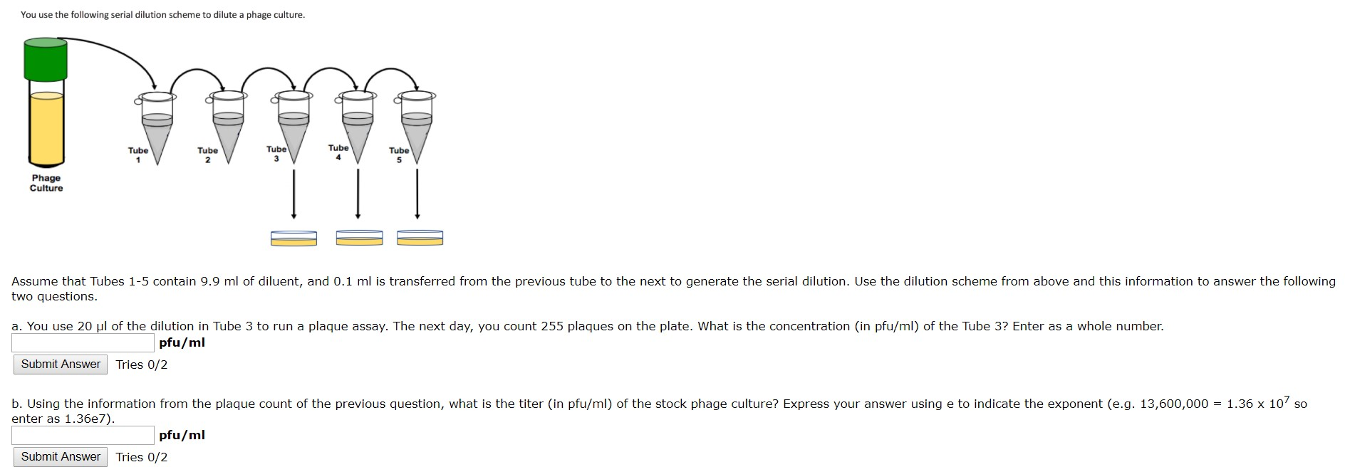 Solved You use the following serial dilution scheme to | Chegg.com