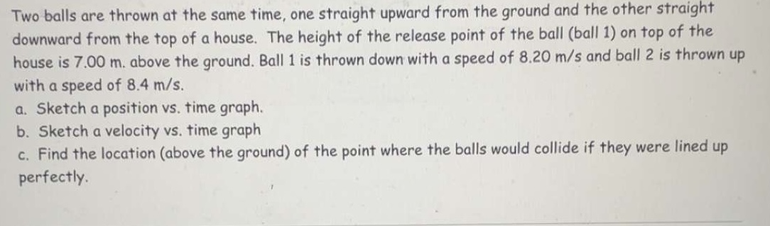 Solved Two balls are thrown at the same time, one straight | Chegg.com