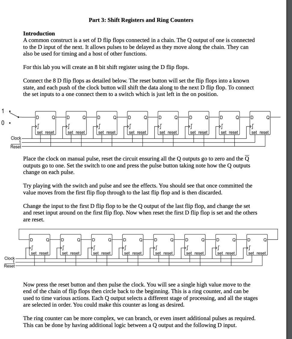 Solved Part 3: Shift Registers and Ring Counters | Chegg.com
