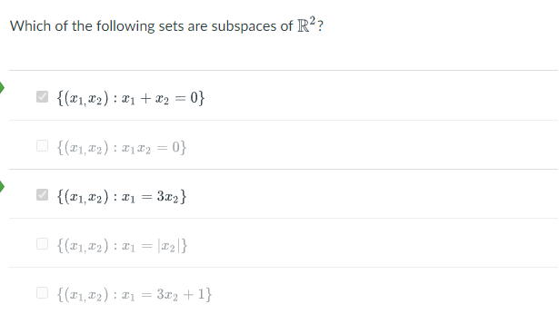 Solved Which of the following sets are subspaces of R2 ? | Chegg.com