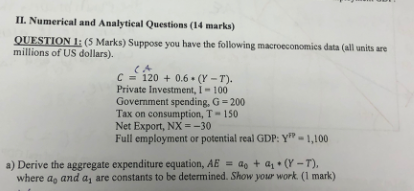 Solved II. Numerical and Analytical Questions (14 marks) | Chegg.com