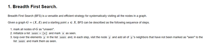 Solved 1. Breadth First Search. Breadth First Search (BFS) | Chegg.com