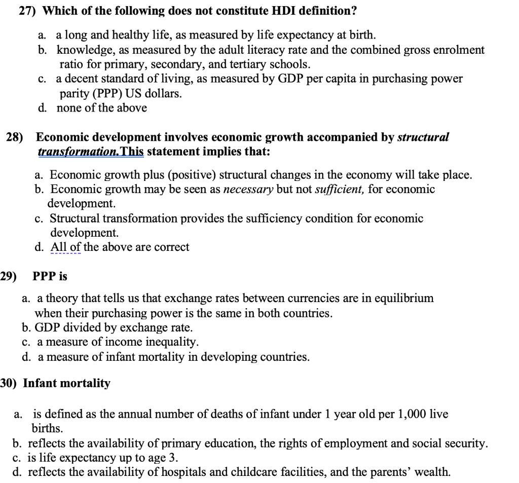 Solved a. 27) Which of the following does not constitute HDI | Chegg.com
