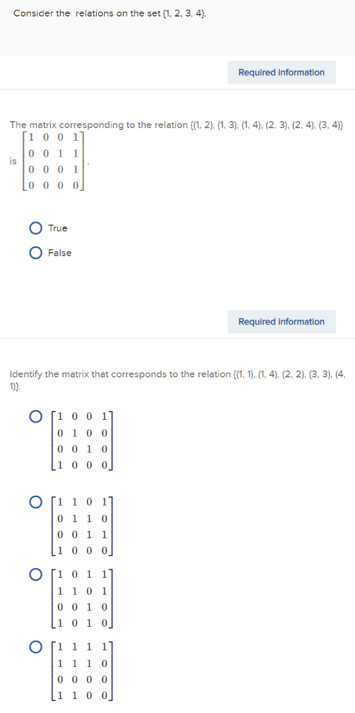 Solved Consider the relations on the set (1, 2, 3, 4) | Chegg.com