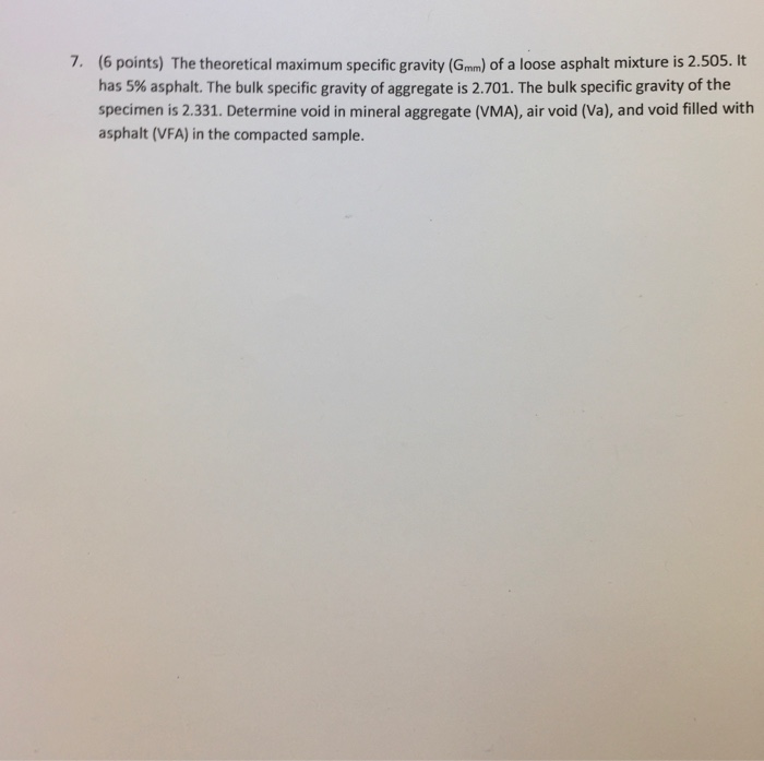 Solved (6 points) The theoretical maximum specific gravity | Chegg.com