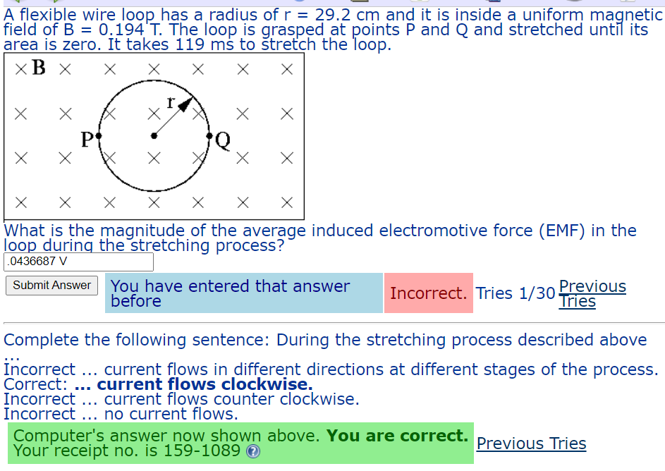 Solved A flexible wire loop has a radius of r = 29.2 cm and | Chegg.com