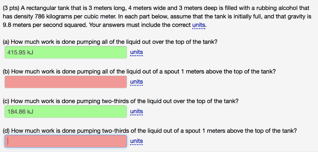 Solved A rectangular tank that is 3 meters long, 4 meters | Chegg.com