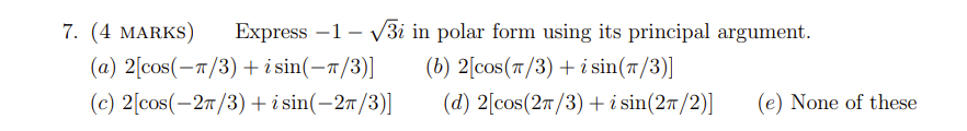 Solved (4 ﻿MARKS) ﻿Express -1-32i ﻿in polar form using its | Chegg.com