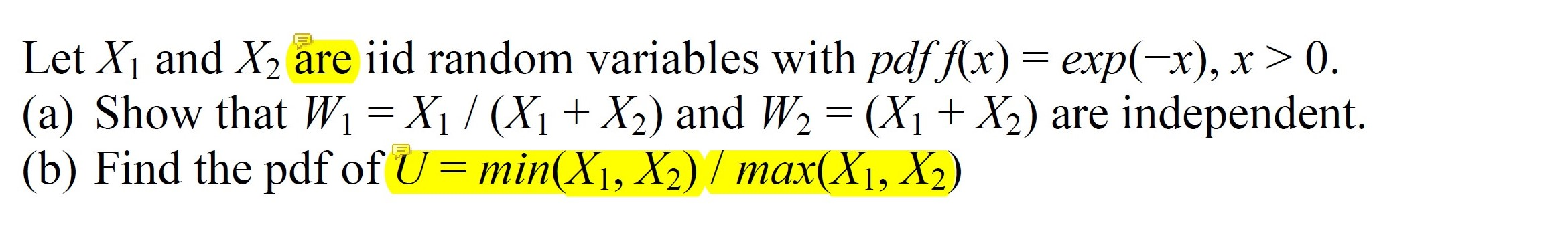 Solved Let Xị and X2 are iid random variables with pdf f(x) | Chegg.com