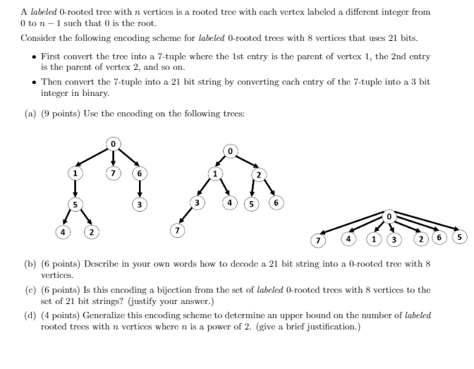 Solved A labeled 0-rooted tree with n vertices is a rooted | Chegg.com