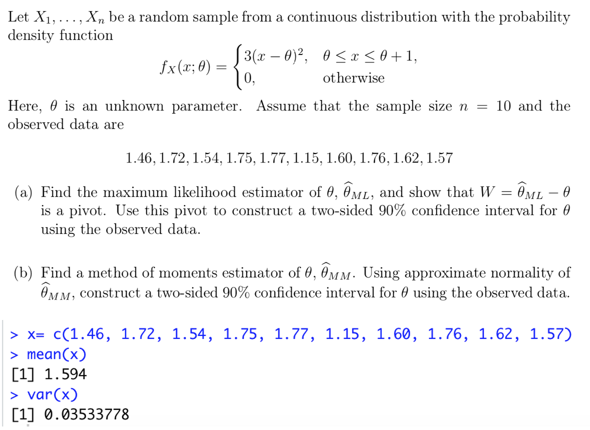 Solved Let X₁,..., Xn be a random sample from a continuous | Chegg.com