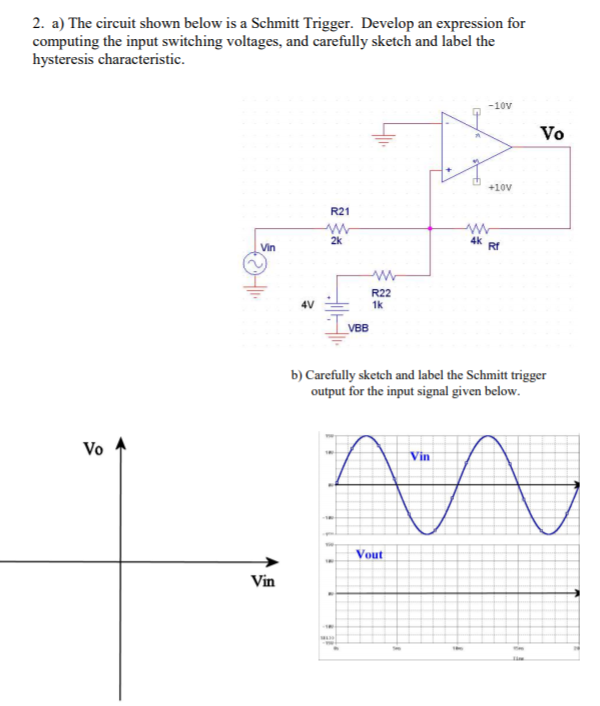 Solved 2. a) The circuit shown below is a Schmitt Trigger. | Chegg.com