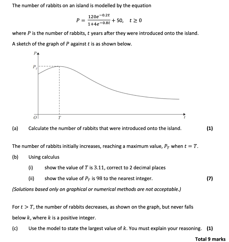 Solved The number of rabbits on an island is modelled by the | Chegg.com