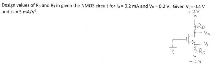 Solved Design values of RD and Rs in given the NMOS circuit | Chegg.com