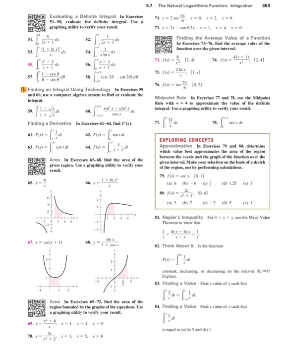 Solved 5.7 The Natural Logarithmic Function: Integration 363 | Chegg.com