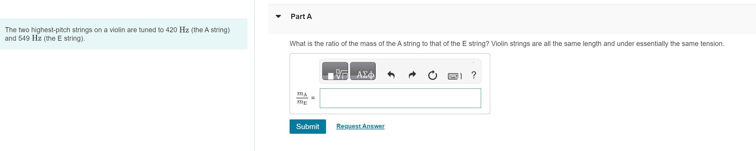 Solved The two highest-pitch strings on a violin are tuned | Chegg.com
