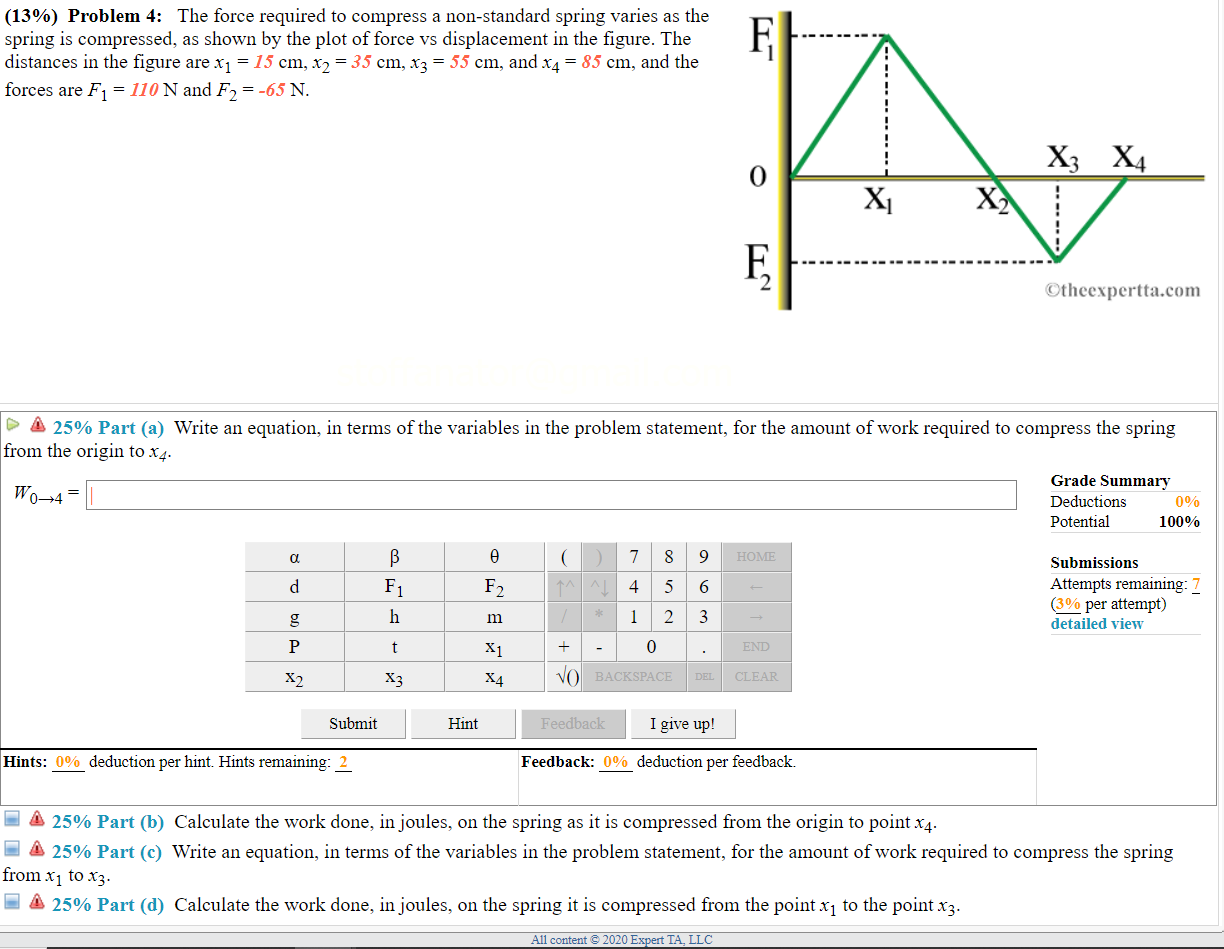 Solved: (13%) Problem 4: The Force Required To Compress A ... | Chegg.com