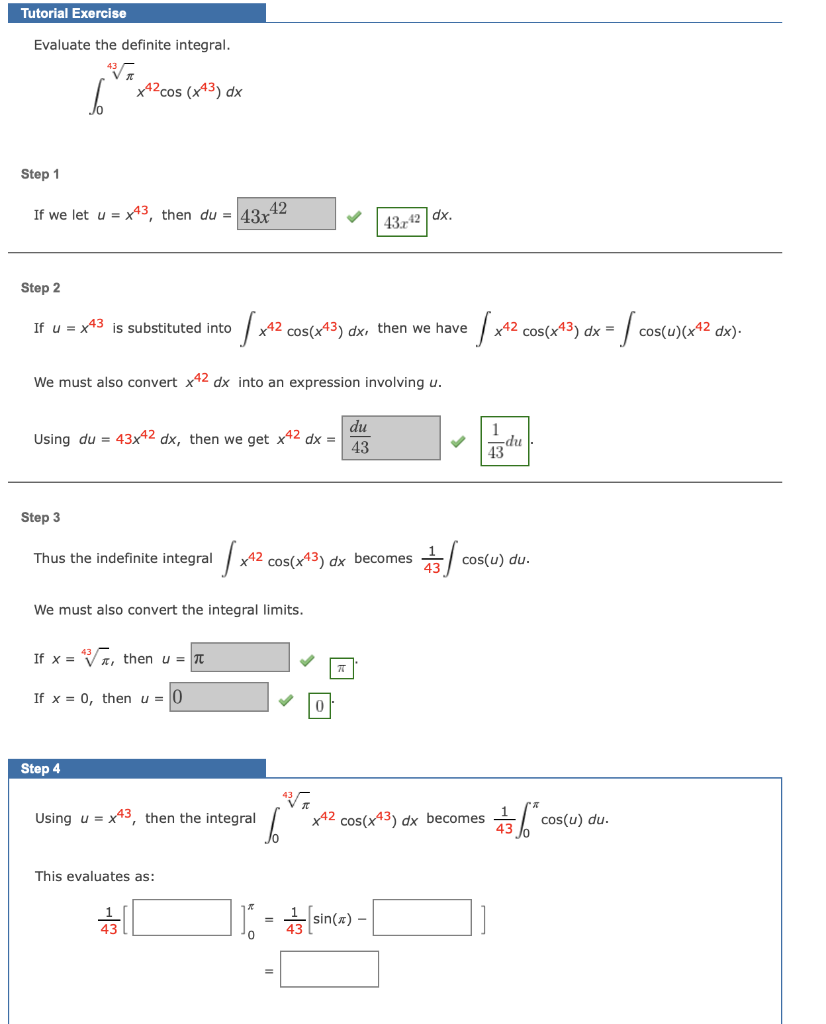 Solved Tutorial Exercise Evaluate the definite integral. 4V | Chegg.com