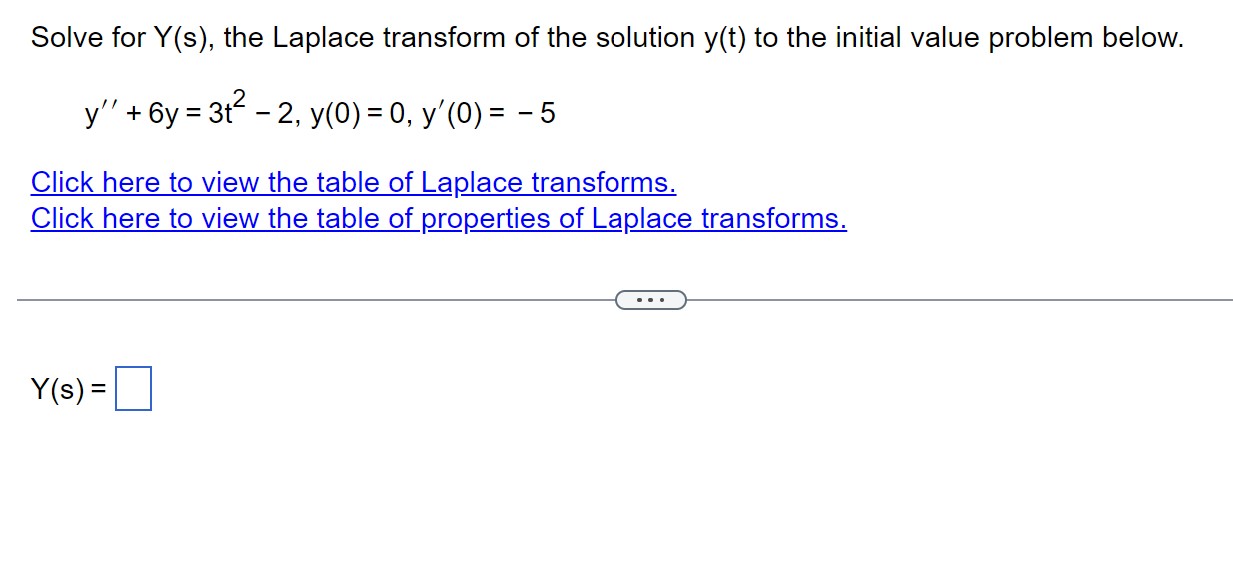 Solved Solve for Y(s), the Laplace transform of the | Chegg.com