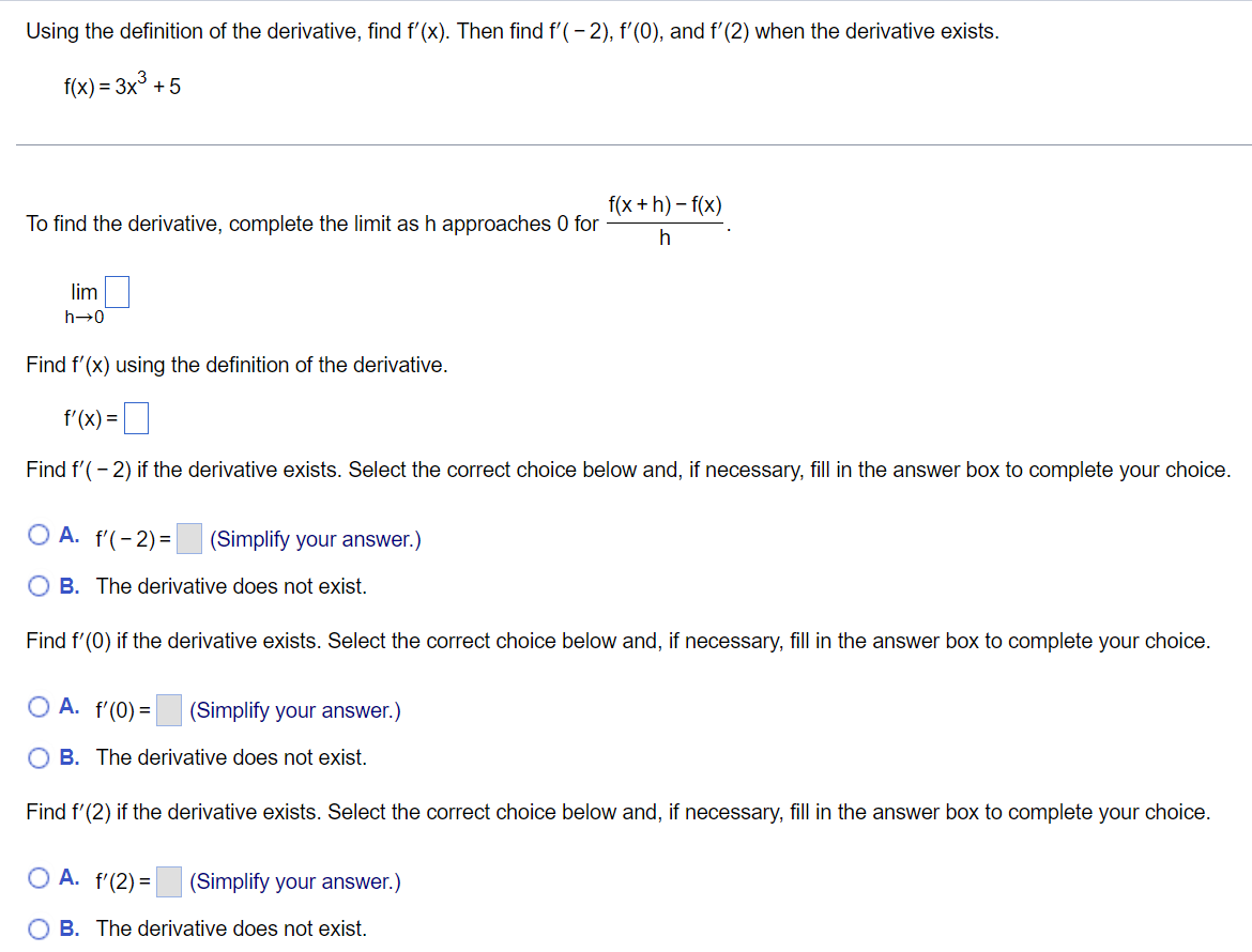 Solved Using the definition of the derivative, find f′(x). | Chegg.com
