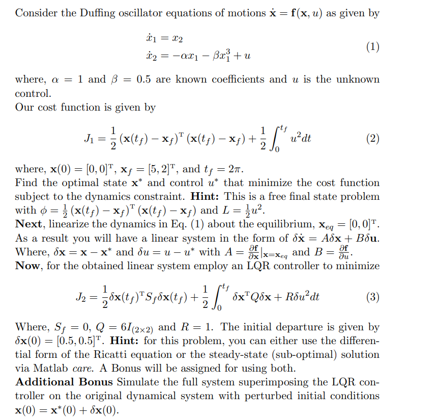 Consider the Duffing oscillator equations of motions | Chegg.com
