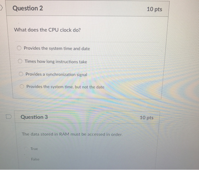 Solved What does the CPU clock do? Provides the system time | Chegg.com
