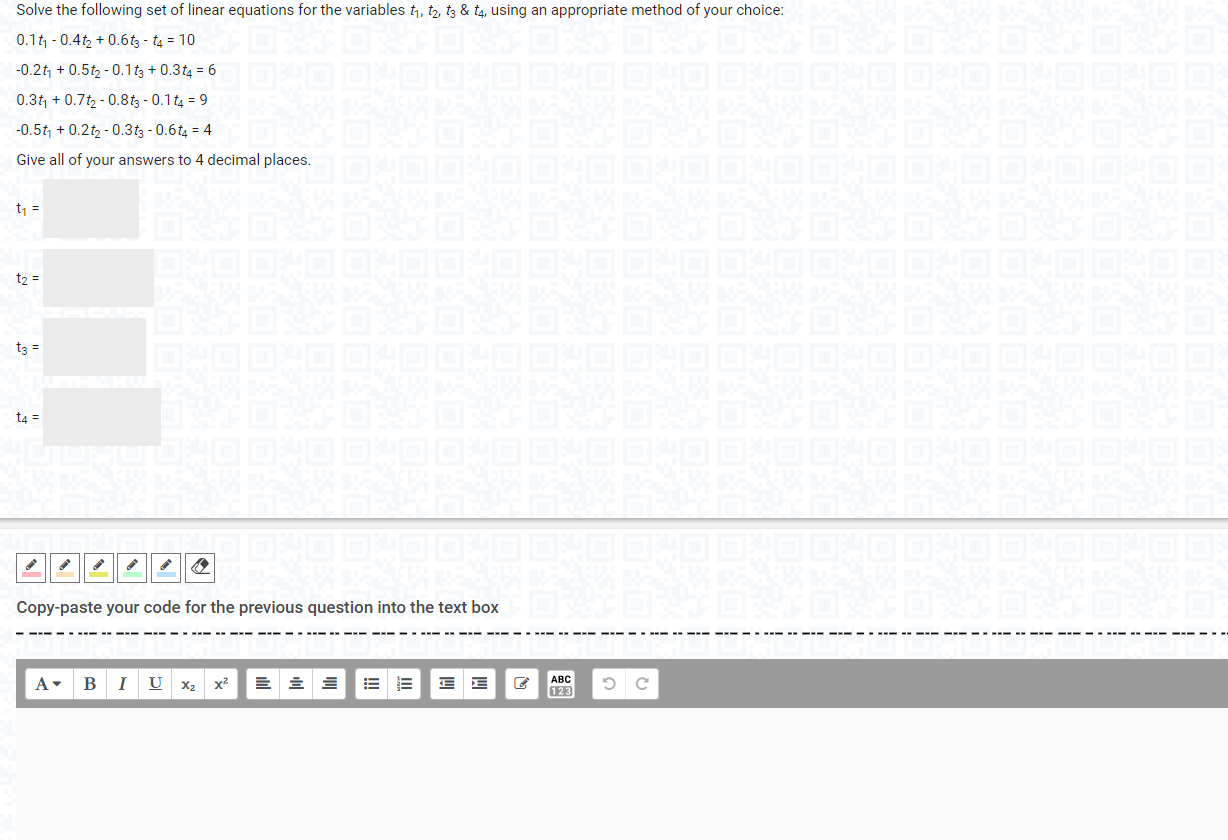Solved Solve the following set of linear equations for the | Chegg.com