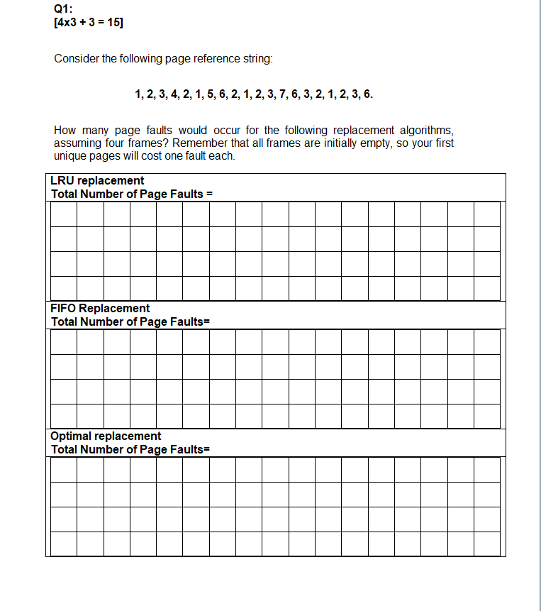 Solved [4×3+3=15] Consider the following page reference | Chegg.com