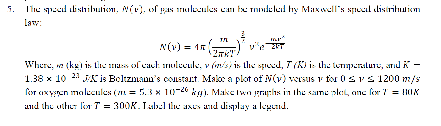 Solved The speed distribution, N(v), of gas molecules can be | Chegg.com