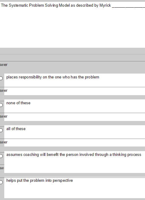 Solved The Systematic Problem Solving Model as described by | Chegg.com