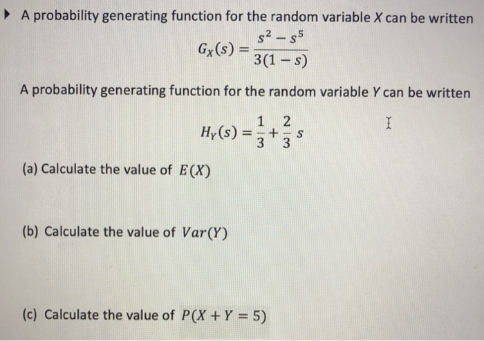 A probability generating function for the random | Chegg.com