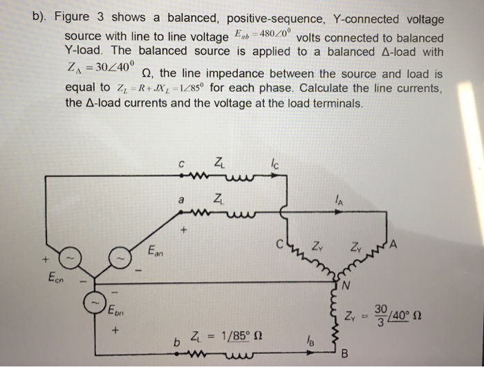 Solved Figure 3 shows a balanced, positive-sequence, | Chegg.com