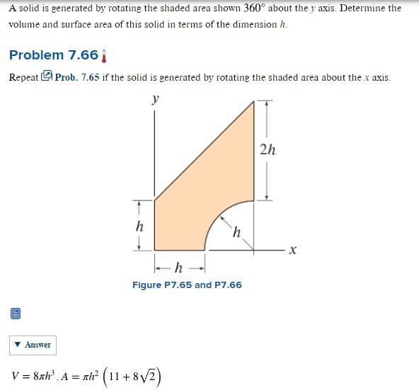 Solved A solid is generated by rotating the shaded area | Chegg.com