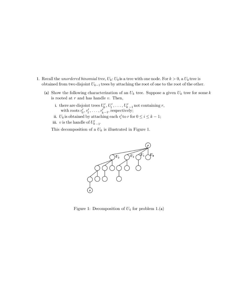 Solved 1. Recall the unordered binomial tree, UK: U is a | Chegg.com