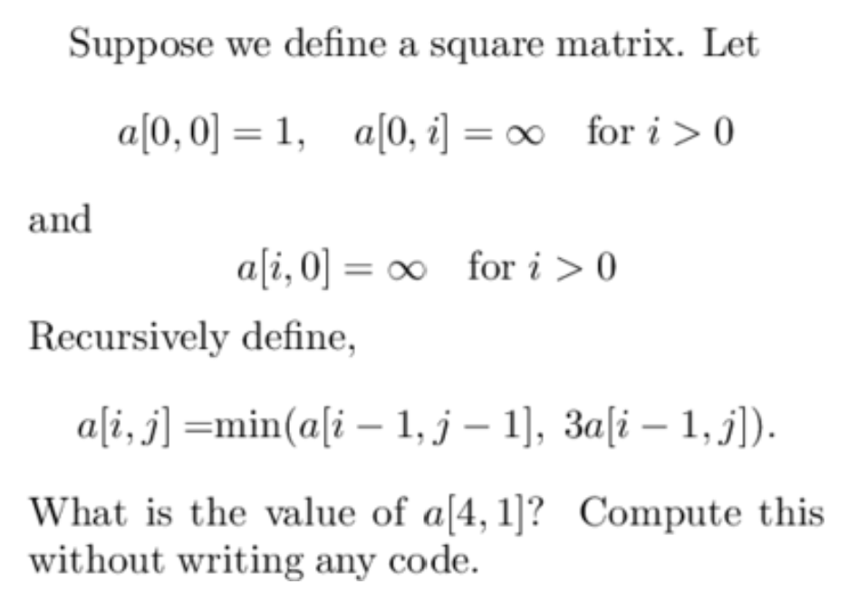 Solved Suppose we define a square matrix. Let | Chegg.com