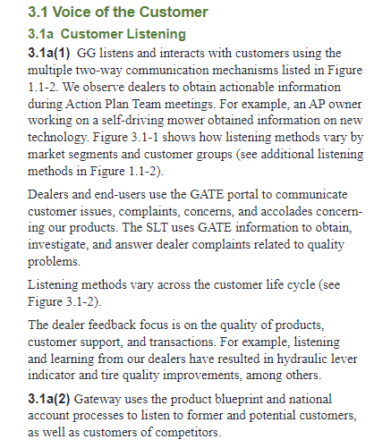 3.1 Voice of the Customer 3.1a Customer Listening | Chegg.com