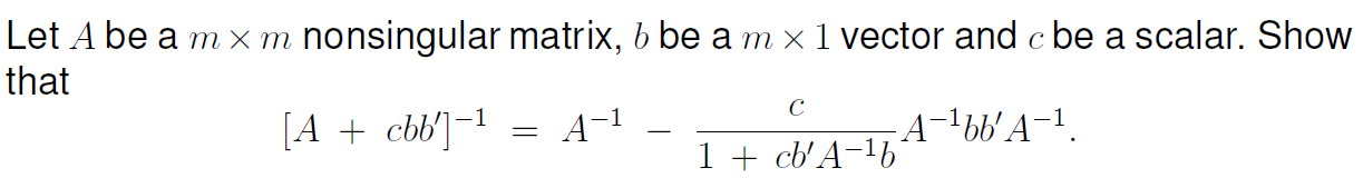 Solved с Let A be a m x m nonsingular matrix, b be a mx1 | Chegg.com