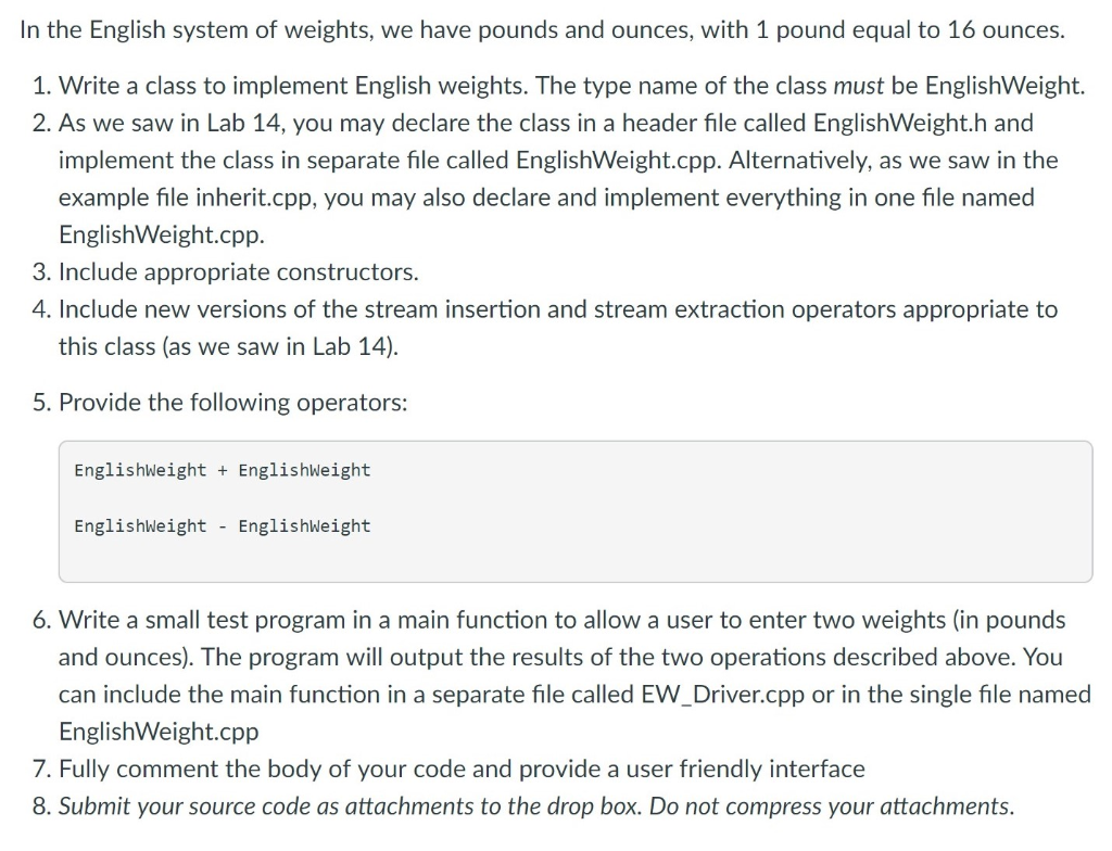 Solved In the English system of weights, we have pounds and | Chegg.com