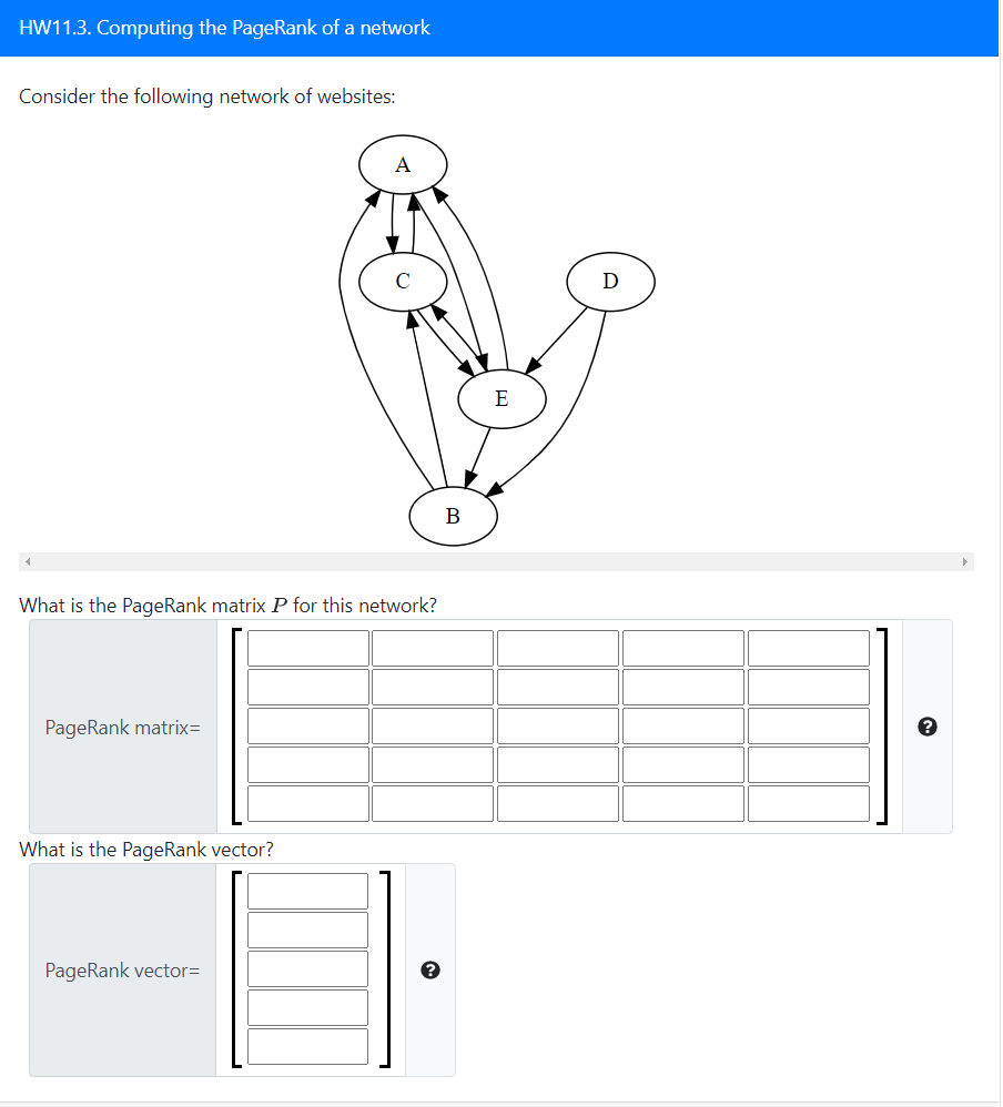 Solved HW11.3. Computing the PageRank of a network Consider | Chegg.com
