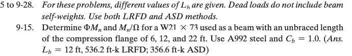 self-weights. Use both LRFD and ASD methods. 9-15. | Chegg.com