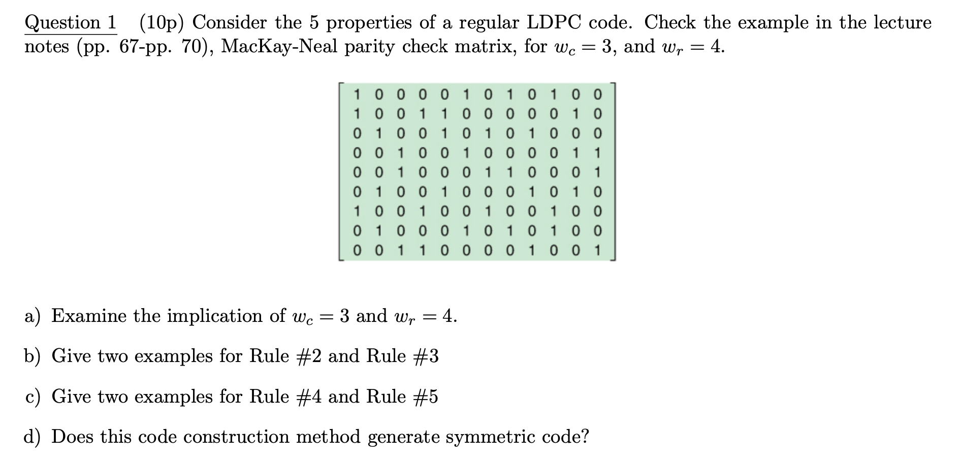 Question 1 (10p) Consider the 5 properties of a | Chegg.com