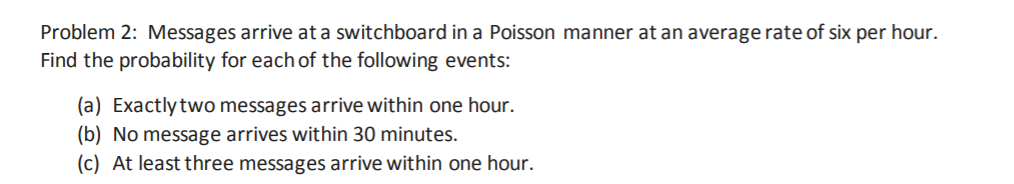 Solved Problem 2: Messages arrive at a switchboard in a | Chegg.com