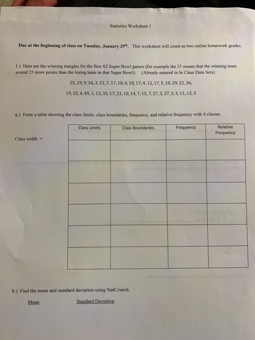 Solved C Create A Labeled Histogram By Hand Use The Class